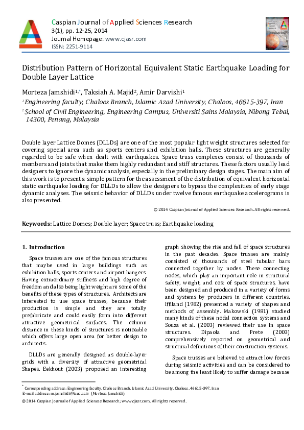 (PDF) Distribution Pattern of Horizontal Equivalent Static Earthquake ...