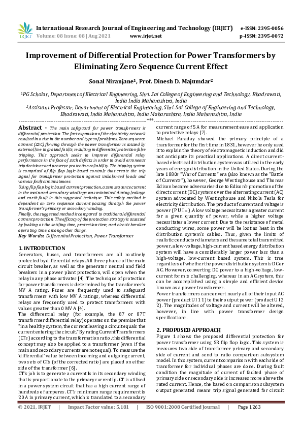 (PDF) IRJET- Improvement of Differential Protection for Power ...