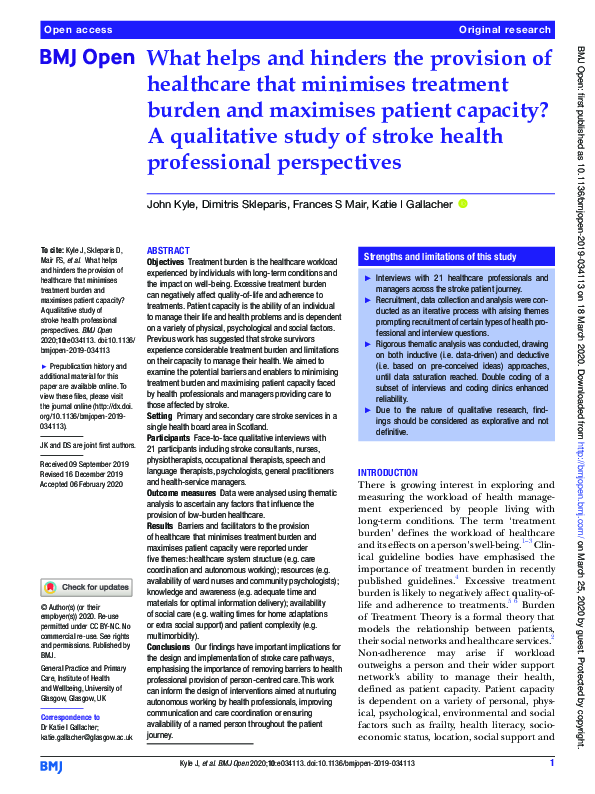 (PDF) What helps and hinders the provision of healthcare that minimises ...