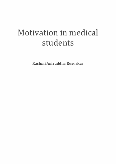 (PDF) Motivation in medical students