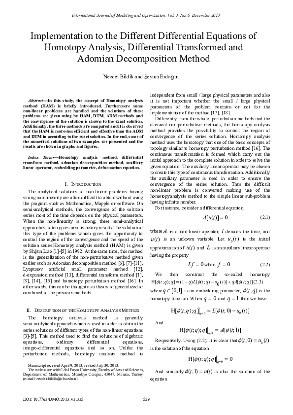 Pdf Implementation To The Different Differential Equations Of Homotopy Analysis Differential