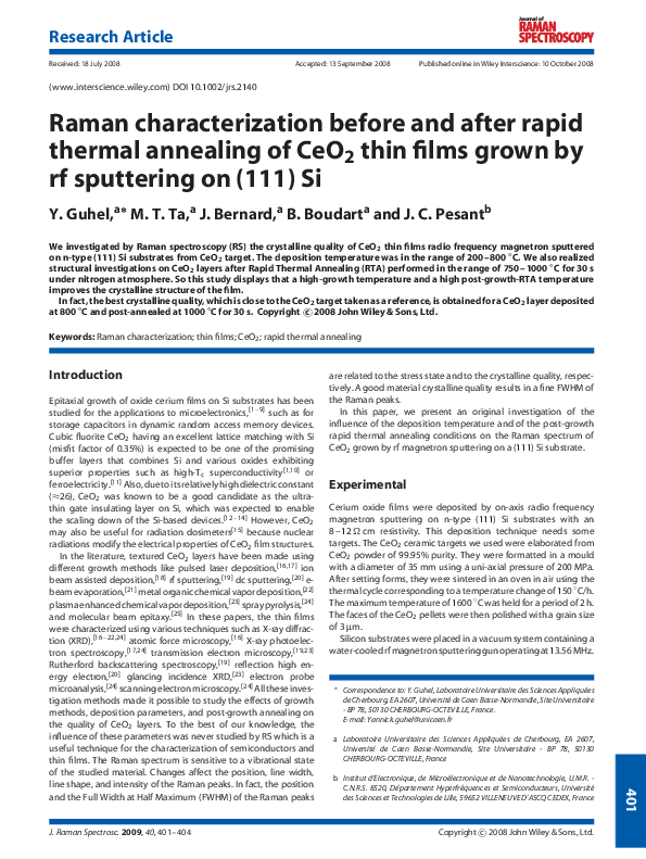 (PDF) Raman characterization before and after rapid thermal annealing ...
