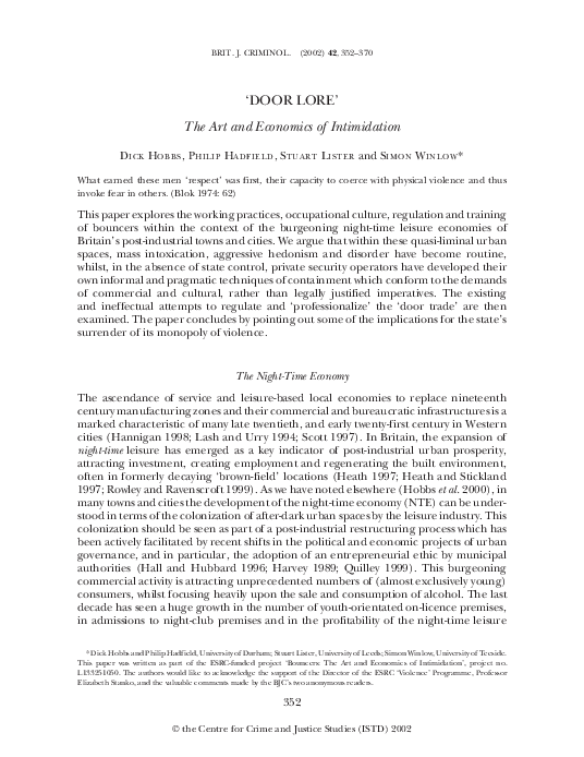 (PDF) Door Lore'. The Art and Economics of Intimidation