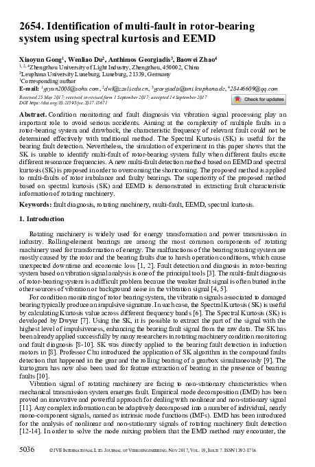 (PDF) Identification of multi-fault in rotor-bearing system using spectral kurtosis and EEMD