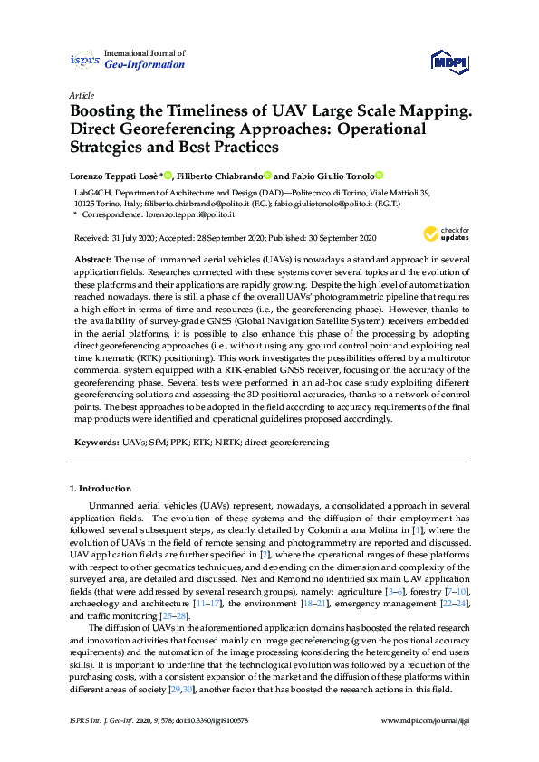 (PDF) Boosting the Timeliness of UAV Large Scale Mapping. Direct Georeferencing Approaches ...