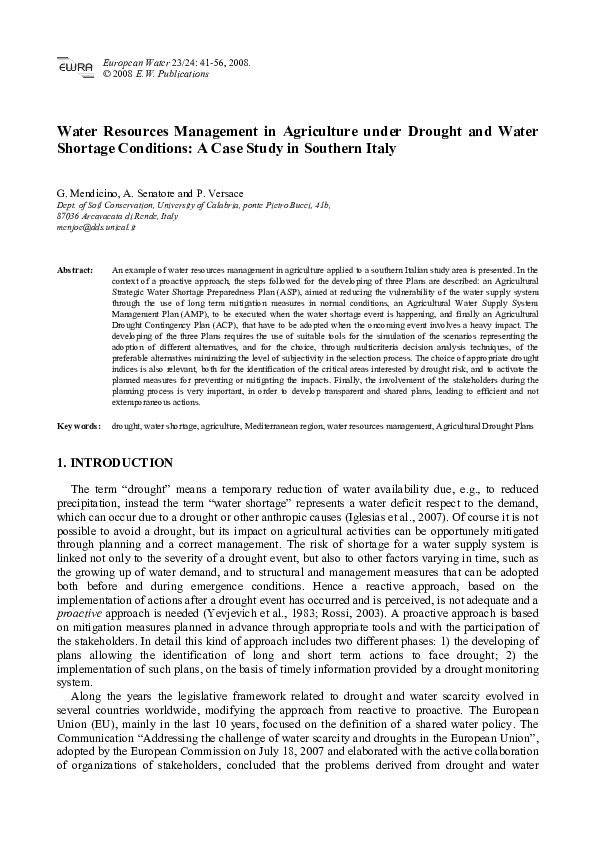 (PDF) Water resources management in agriculture under drought and water ...