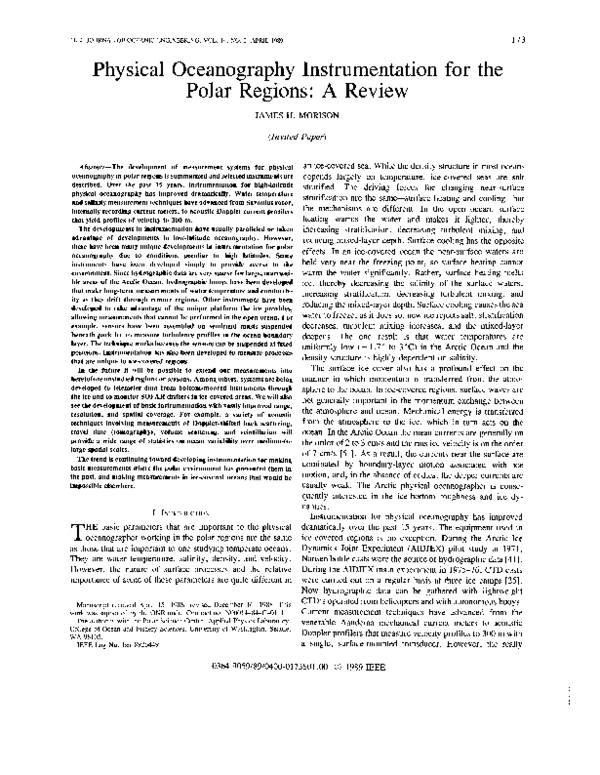 (PDF) Physical oceanography instrumentation for the polar regions: a review