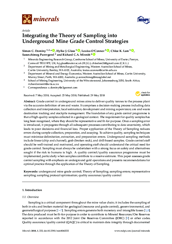 (PDF) Integrating the Theory of Sampling into Underground Mine Grade ...