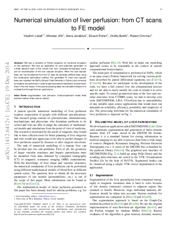 (PDF) Numerical simulation of liver perfusion: from CT scans to FE model