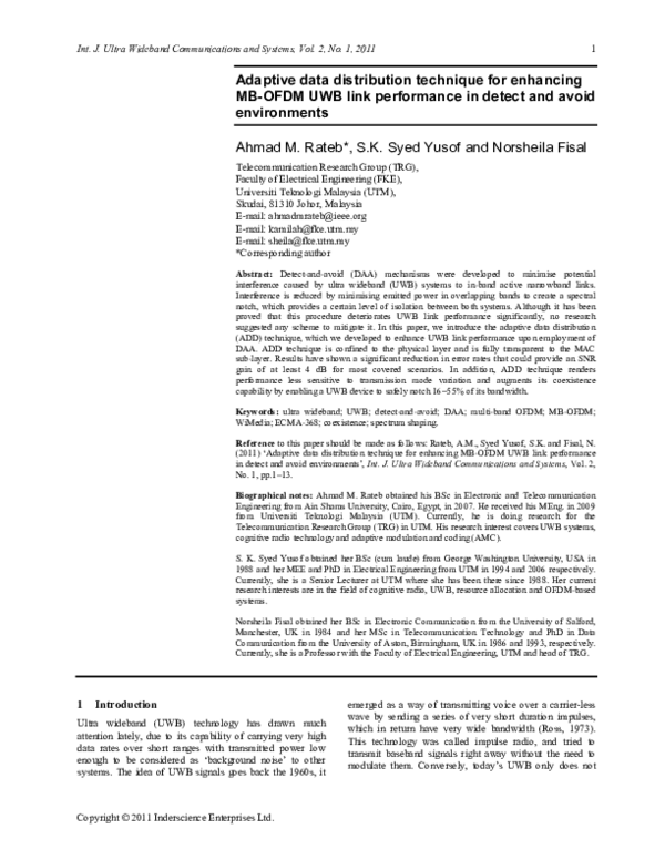(PDF) Adaptive data distribution technique for enhancing MB-OFDM UWB link performance in detect ...