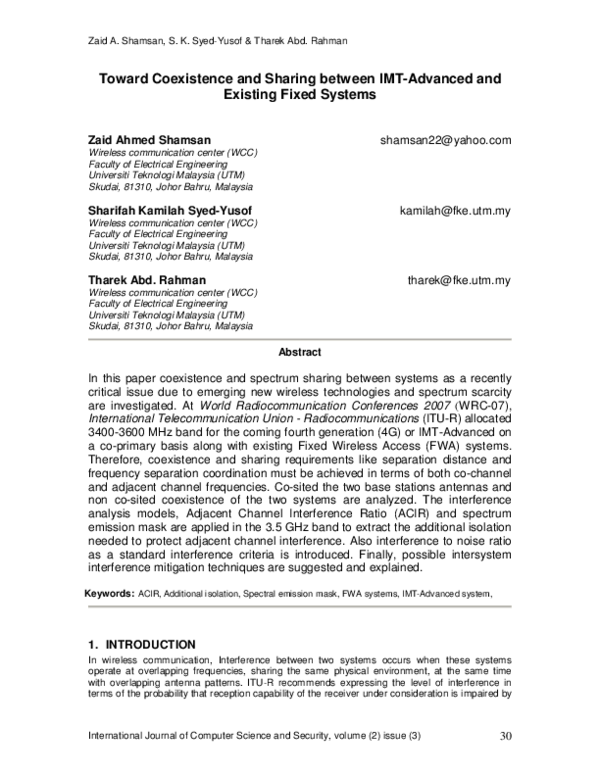 (PDF) Toward coexistence and sharing between IMT- advanced and existing fixed systems