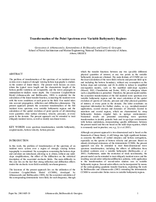 Pdf Transformation Of The Point Spectrum Over Variable Bathymetry Regions