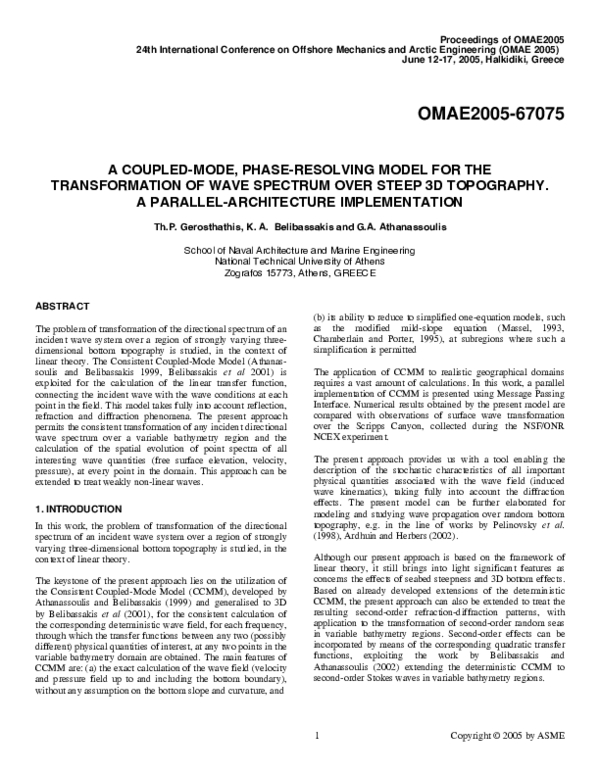 Pdf A Coupled Mode Phase Resolving Model For The Transformation Of Wave Spectrum Over Steep