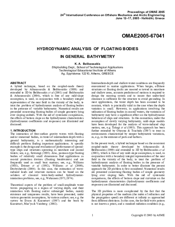 (PDF) Hydrodynamic Analysis of Floating Bodies in General Bathymetry (PDF) Hydrodynamic Analysis of Floating Bodies in General Bathymetry
