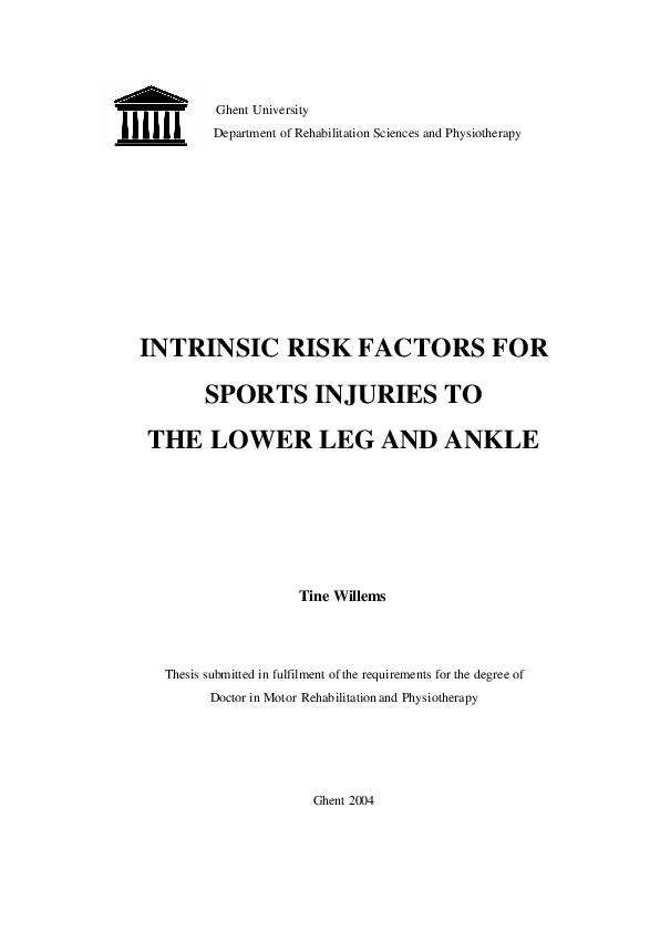(PDF) Intrinsic Risk Factors for Sports Injuries to the Lower Leg and Ankle