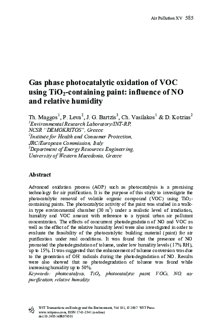 (PDF) Gas phase photocatalytic oxidation of VOC using TiO 2 -containing ...