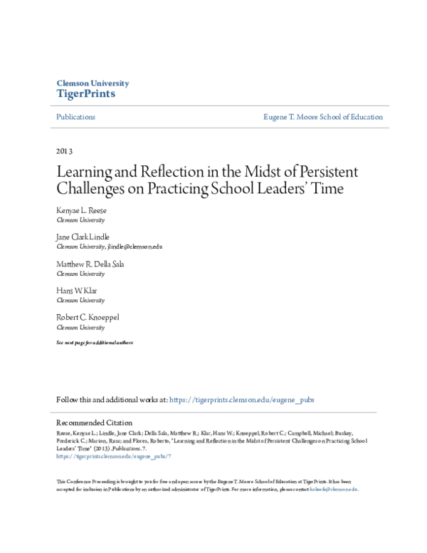 (PDF) Learning and Reflection in the Midst of Persistent Challenges on ...