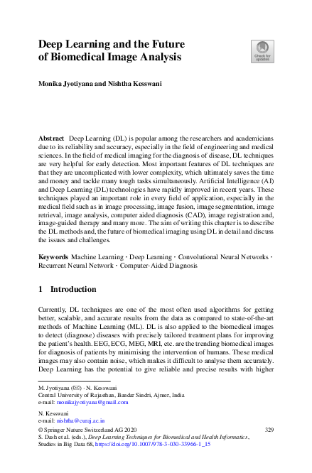 (PDF) Deep Learning and the Future of Biomedical Image Analysis
