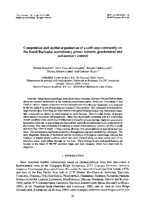 (PDF) Composition and spatial organization of a cold seep community on ...