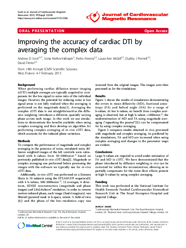 (PDF) Improving the accuracy of cardiac DTI by averaging the complex data