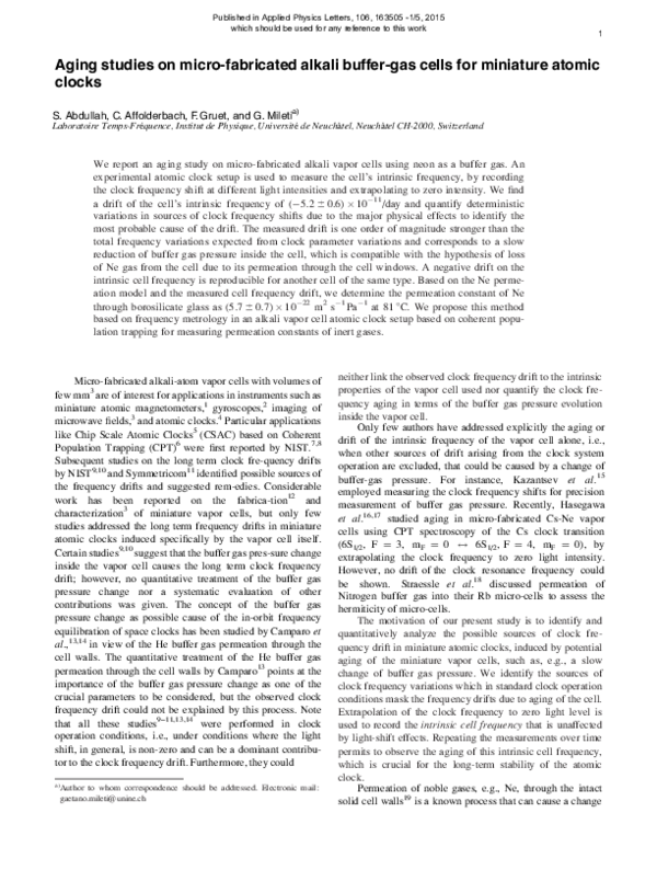 (PDF) Aging studies on micro-fabricated alkali buffer-gas cells for ...