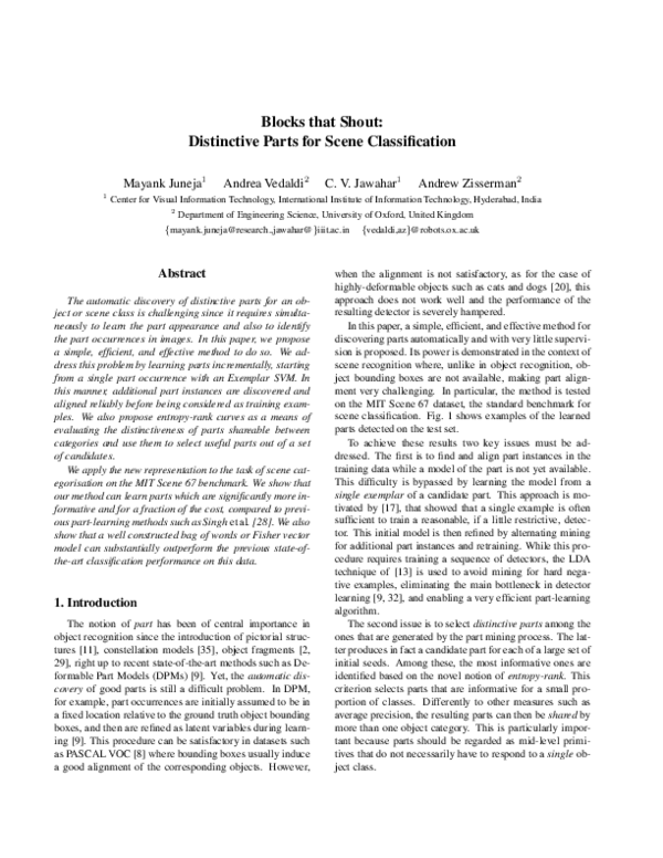 (PDF) Blocks that shout: Distinctive parts for scene classification ...