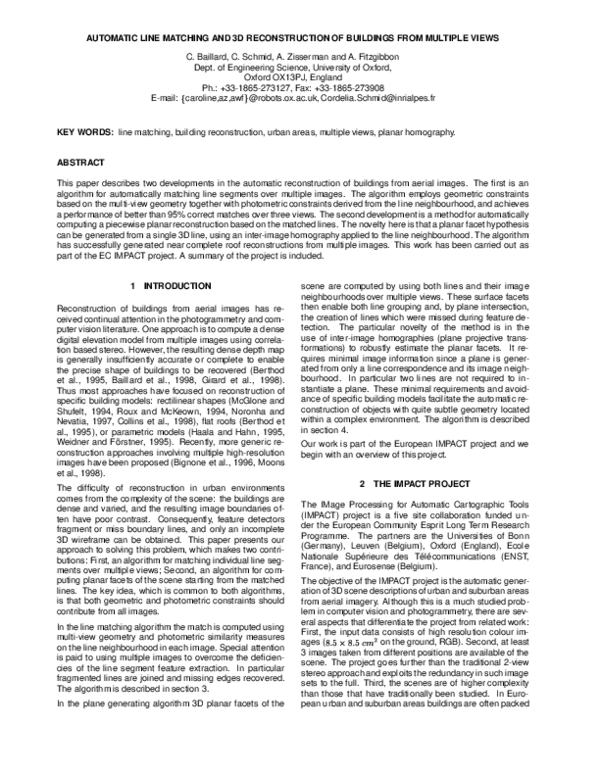 (PDF) Automatic line matching and 3D reconstruction of buildings from ...