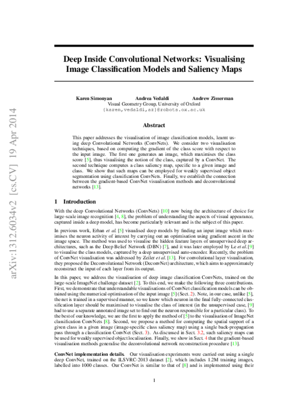 Pdf Deep Inside Convolutional Networks Visualising Image