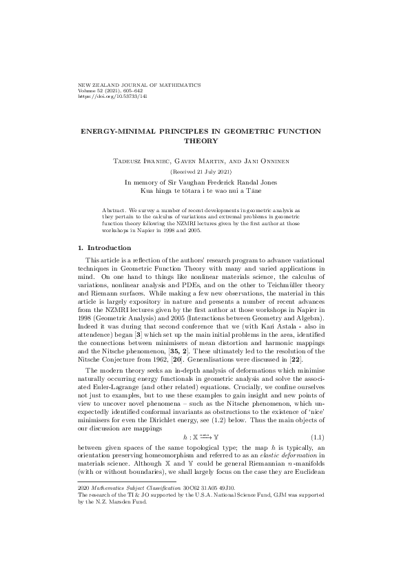 (PDF) Energy-minimal Principles in Geometric Function Theory