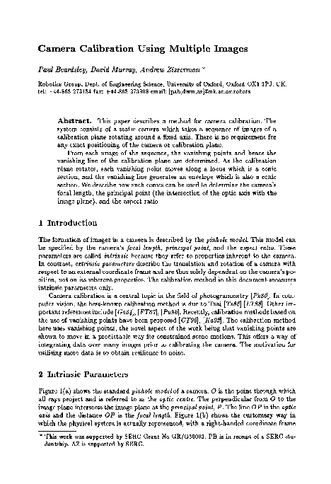 (PDF) Camera calibration using multiple images