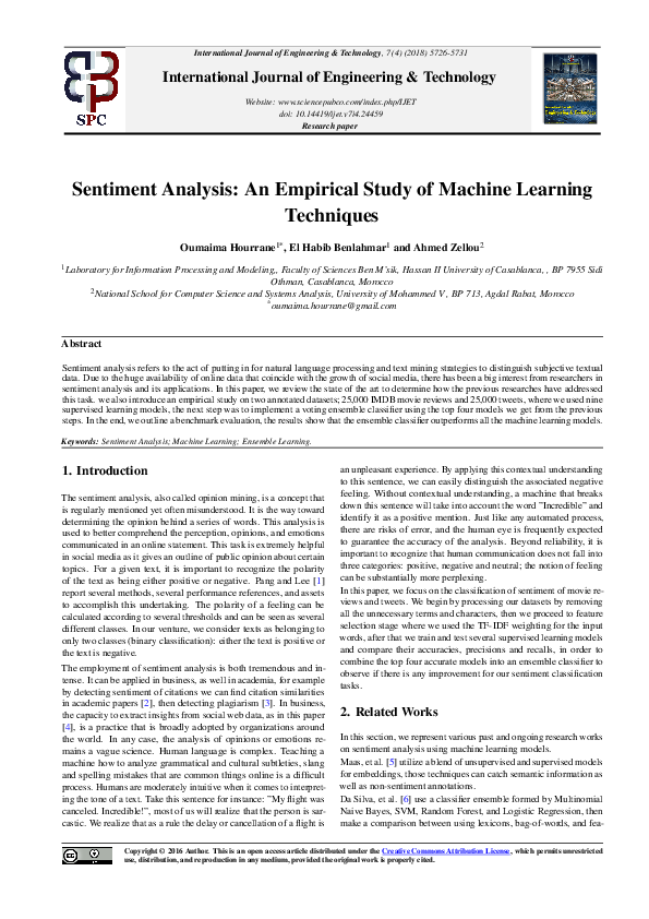 (PDF) Comparative study of deep learning models for sentiment analysis