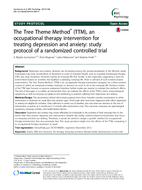 (PDF) The Tree Theme Method® (TTM), an occupational therapy ...
