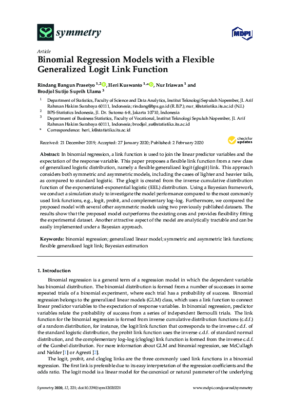 (PDF) Binomial Regression Models with a Flexible Generalized Logit Link ...