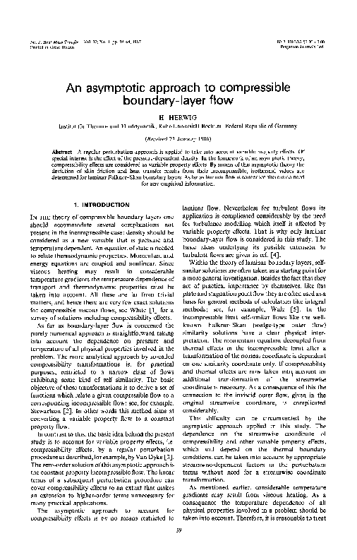 (PDF) An asymptotic approach to compressible boundary-layer flow