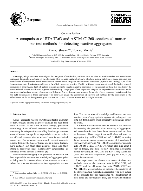 (PDF) A comparison of RTA T363 and ASTM C1260 accelerated mortar bar ...