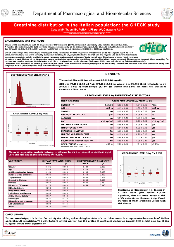 (PDF) Creatinine distribution in the Italian population: the CHECK study