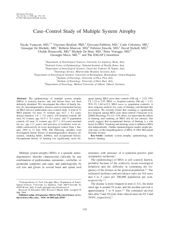 (PDF) Case-control study of multiple system atrophy