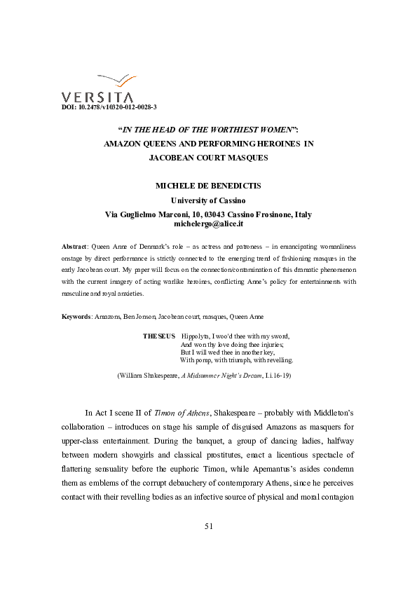 (PDF) “In the Head of the Worthiest Women”: Amazon Queens and ...