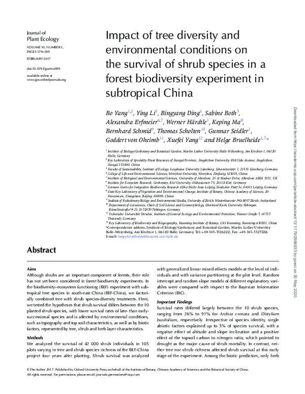 (PDF) Impact of tree diversity and environmental conditions on the ...