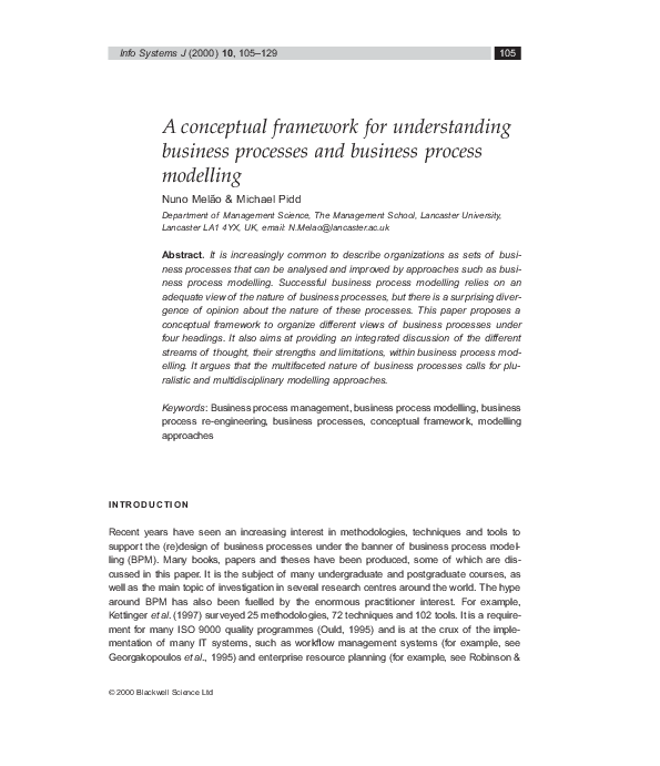 (PDF) A conceptual framework for understanding business processes and ...