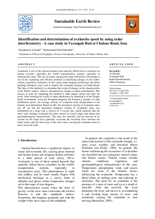 (PDF) Identification and determination of avalanche speed by using ...