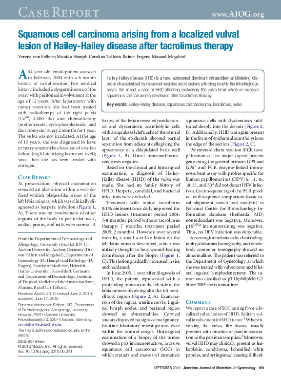 (PDF) Squamous cell carcinoma arising from a localized vulval lesion of ...