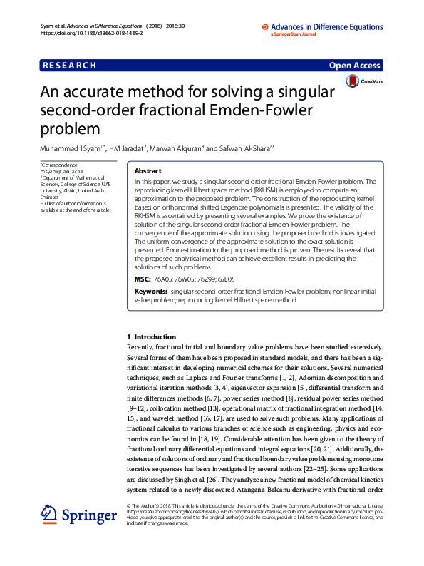 (PDF) An accurate method for solving a singular second-order fractional ...