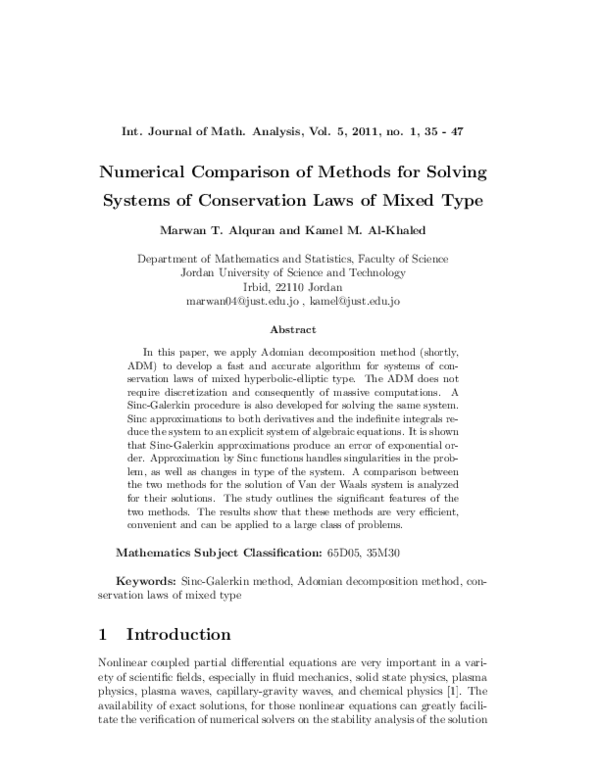 (PDF) Numerical Comparison of Methods for Solving Systems of ...