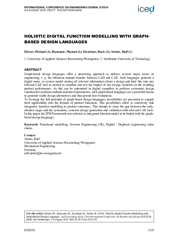 (PDF) Holistic Digital Function Modelling with Graph-Based Design Languages