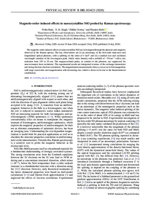(PDF) Magnetic-order induced effects in nanocrystalline NiO probed by ...