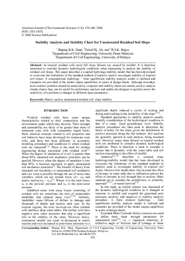 (PDF) Stability Analysis and Stability Chart for Unsaturated Residual ...