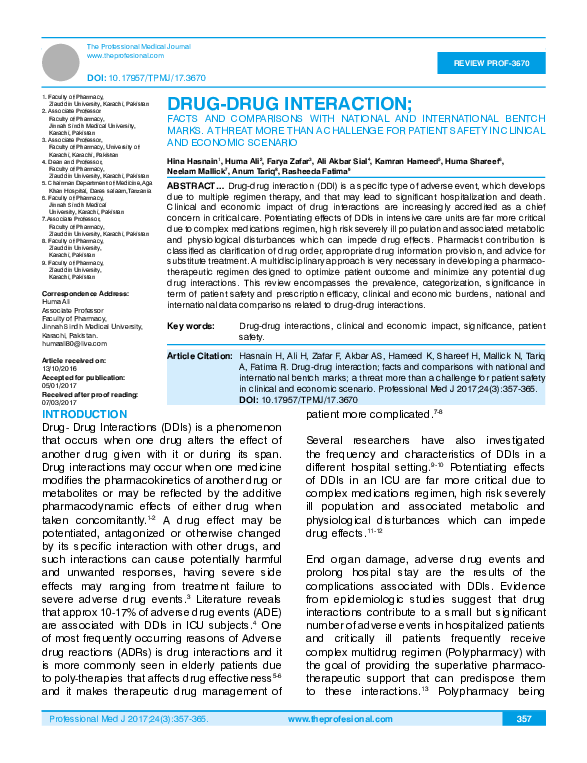 (PDF) Drug-Drug Interaction; Facts and Comparisons with National and ...