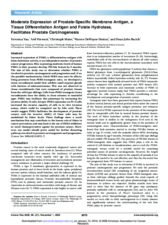 (PDF) Moderate Expression of Prostate-Specific Membrane Antigen, a ...