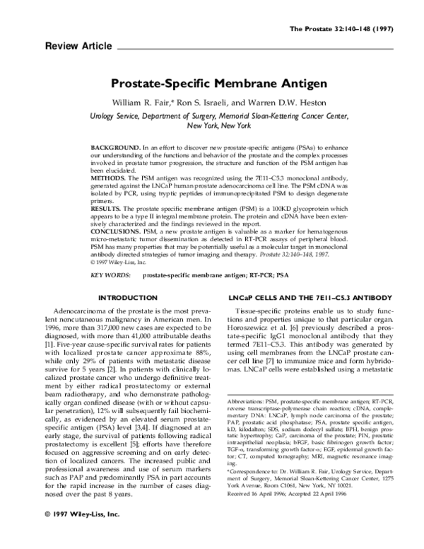 (PDF) Prostate-specific membrane antigen | Warren Heston - Academia.edu